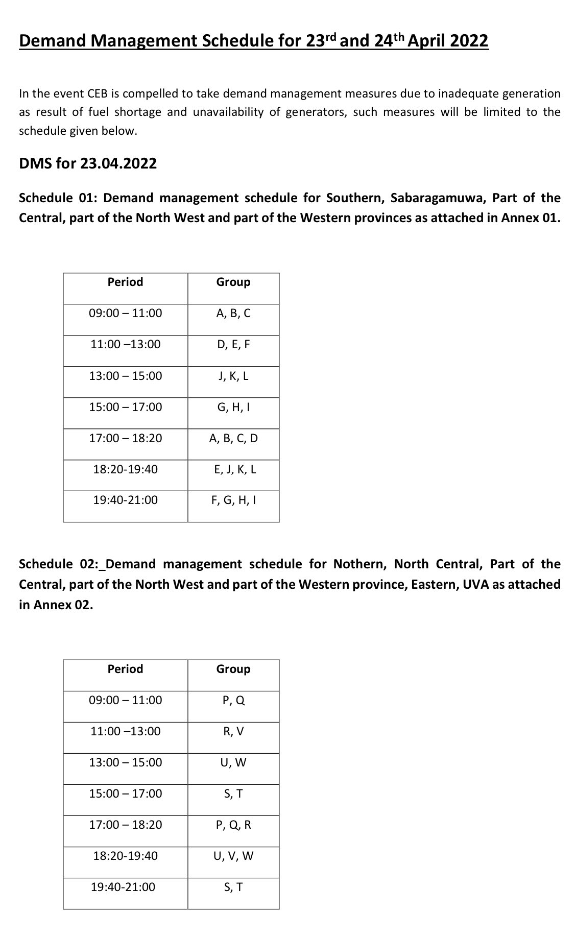 Weekend Power Cut Schedule Announced NewsWire weekend-power-cut-schedule-announced-newswire